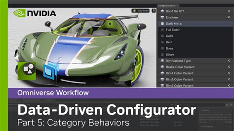 Data Driven Configurator Workflow Part Category Behaviors Omniverse NVIDIA On Demand