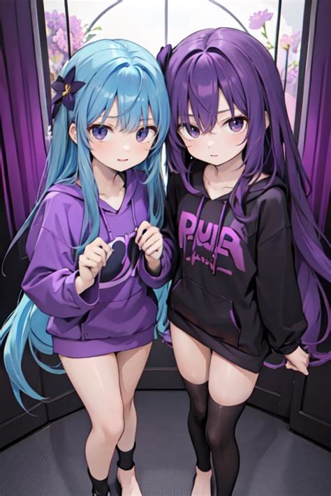 2 Girl 1nd Girl Purple Ha Image Created By Axela Tensor Art