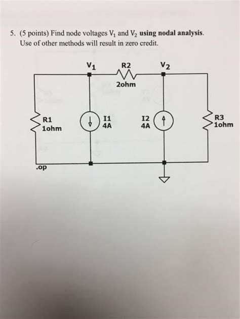 Solved 5 5 Points Find Node Voltages V And V2 Using