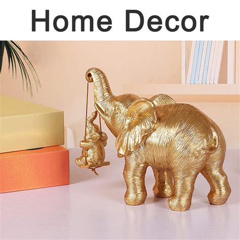 Badu Bg Късмет Маса Статуя на слон Фигурка за рафт за книги Смола Домашен декор Всекидневна