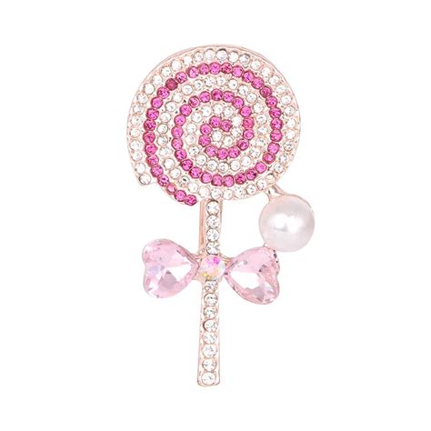 롤리팝 슈가 로프 브로치 여성 라인석 스파클링 블루 핑크 캔디 브로치 핀 선물 Aliexpress