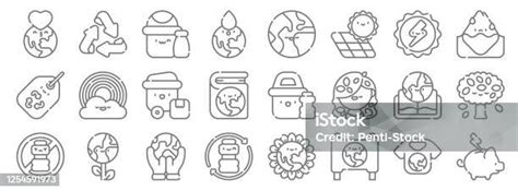어머니 지구 일 라인 아이콘 선형 집합입니다 에너지 절약 캠페인 플라스틱 플라스틱 책 플라스틱 빙산 지구 재활용 과 같은 품질 벡터 라인 세트 0명에 대한 스톡 벡터 아트