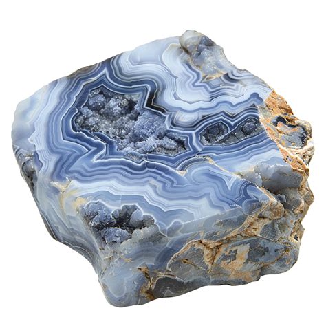 Stunning Blue Agate Geode With Intricate Banding And Crystal Clusters