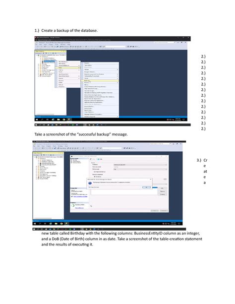 Tables Keys And Constraints 1 Create A Backup Of The Database 2