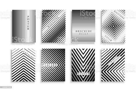 하프 톤 스트라이프 커버 템플릿 배경 플래 카드 브로셔 배너 전단지 등의 컬렉션 흑백 미니멀리즘 포스터 카드 카탈로그 0명에