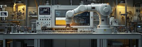 Robotic Arm Assembling Circuit Boards In Workshop Stock Illustration Illustration Of Workshop