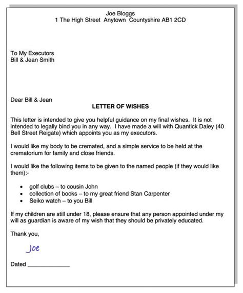 What Is A Letter Of Wishes