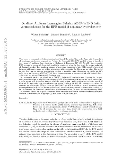pdf on direct arbitrary lagrangian eulerian ader weno finite volume