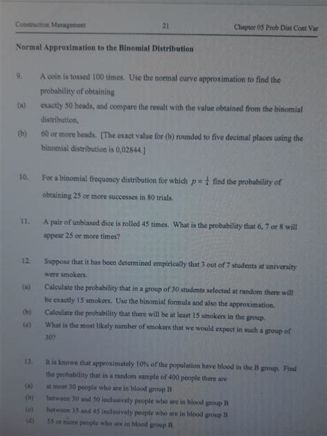 Solved Normal Approximation To The Binomial Distribution 9