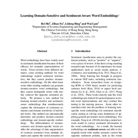Learning Domain Sensitive And Sentiment Aware Word Embeddings Acl Anthology