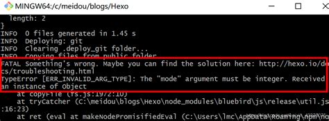 解决hexo博客the “mode“ Argument Must Be Integer Received An Instance Of Object问题the Mode