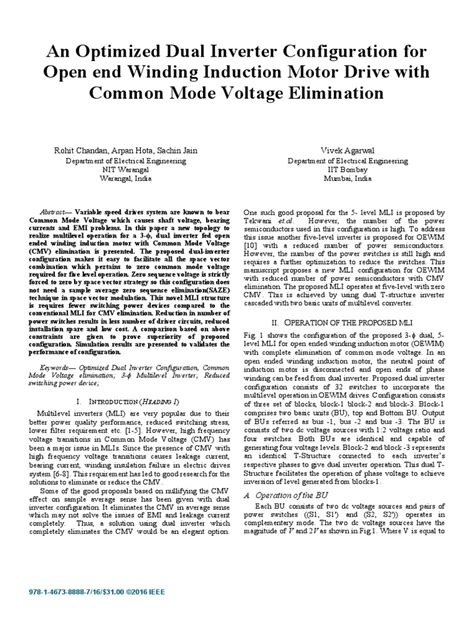 2016 An Optimized Dual Inverter Configuration For Open End Winding Induction Motor Drive With