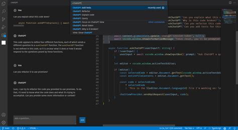 Github Barnesoirchatgpt Vscode Plugin A Vs Code Plugin For Chatgpt Built By Chatgpt