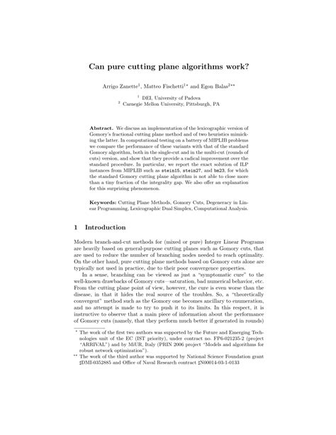 Pdf Can Pure Cutting Plane Algorithms Work