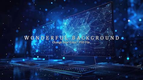 Digital Network Connectivity Visualization On Computer Monitors Premium Ai Generated Psd