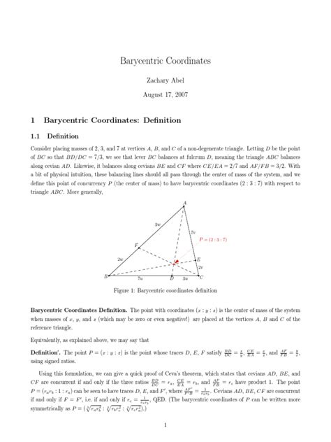 Barycentric Coordinates Zachary Abel Pdf Euclidean Plane Geometry
