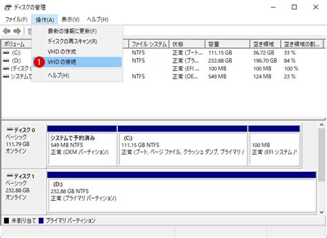 Hyper V仮想マシンのvhdvhdxディスクファイルをホストマシンにマウントする Windows 10