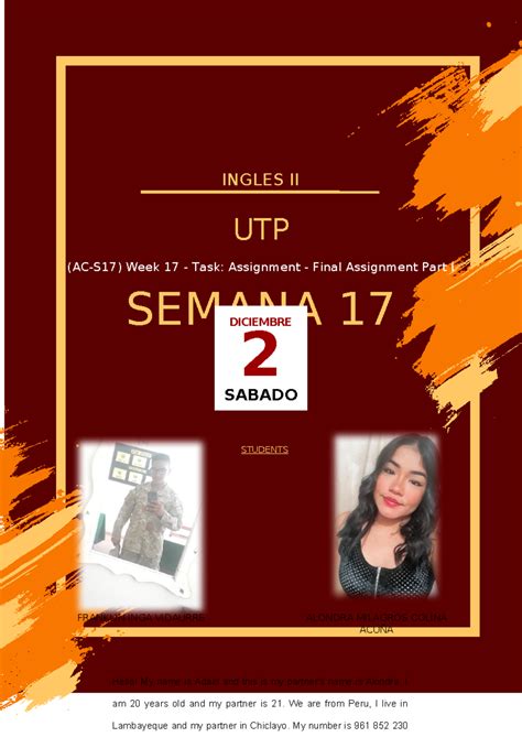 Ingles Ii Final Assignment Part I Ingles Ii Utp Ac S17 Week 17 Task Assignment Final