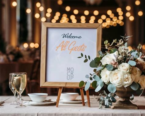 Mockup Of Framed Picture To Welcome All Guests Premium Ai Generated Psd