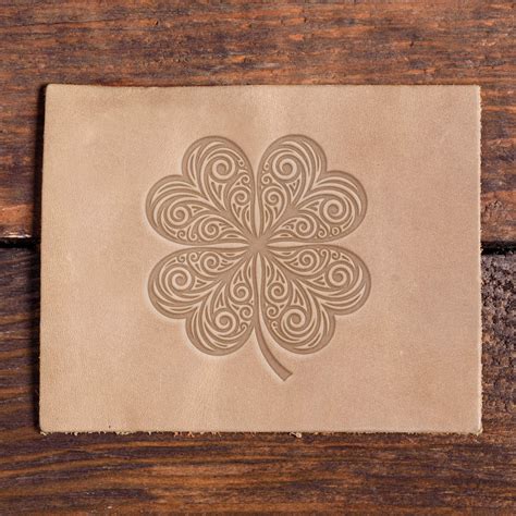 Ornate Four Leaf Clover Delrin Leather Stamp