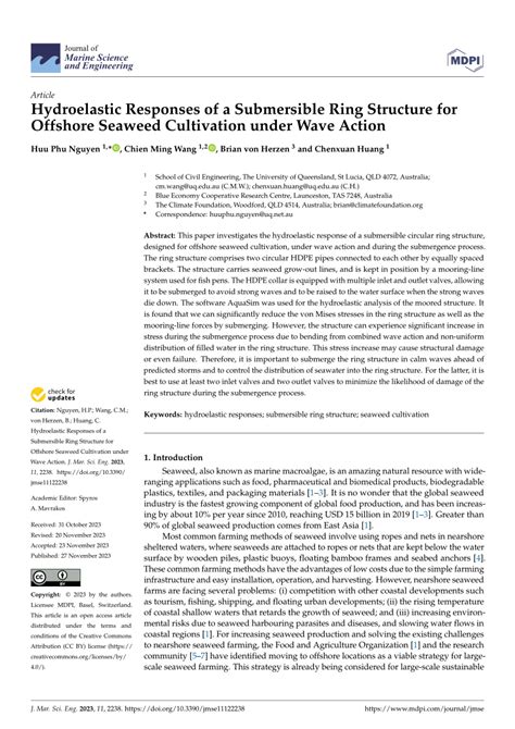 Pdf Hydroelastic Responses Of A Submersible Ring Structure For