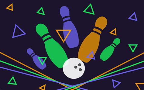 볼링 배너 포스터 전단지 또는 라벨 디자인 요소 수평 원활한 멀티 컬러 배경 케글링 게임의 추상 벡터 그림입니다 화려한 볼링 공과 핀 볼링에 대한 스톡 벡터 아트 및 기타