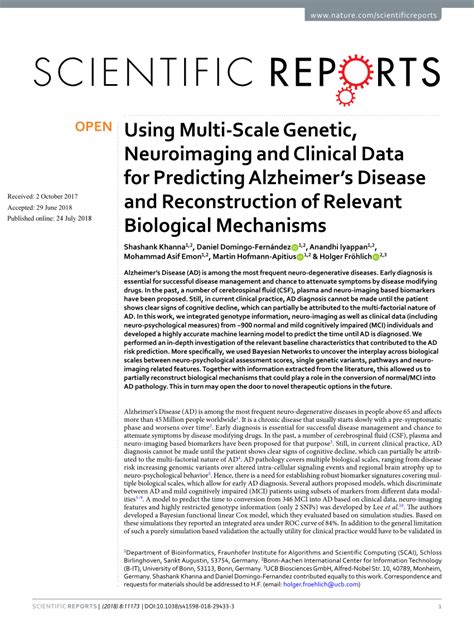 Pdf Using Multi Scale Genetic Neuroimaging And Clinical Data For Predicting Alzheimers