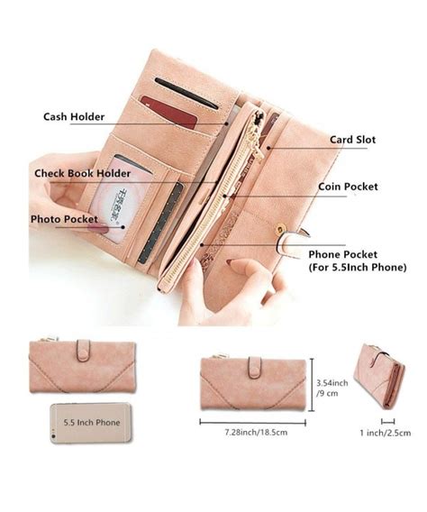 Leather Wallet For Women Coin Purse Card Holder Cell Phone Clutch For Women Girls Rose