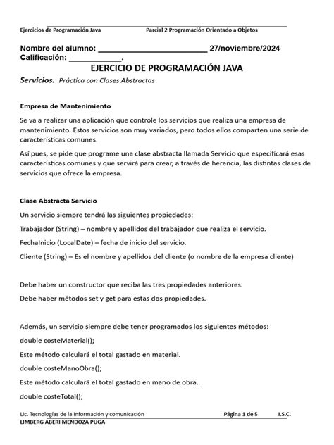 Ejercicio 01 Poo Pdf Constructor Programación Orientada A Objetos Programación