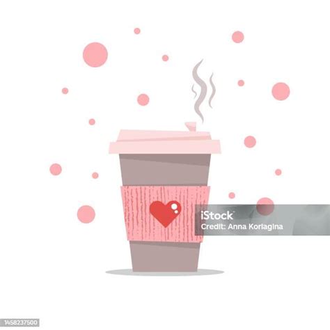 커피잔 일회용 컵에 담긴 커피 흰색 바탕에 머그잔 평면 벡터 그림 밸런타인데이에 대한 스톡 벡터 아트 및 기타 이미지 밸런타인데이 커피 마실 것 발렌타인 카드