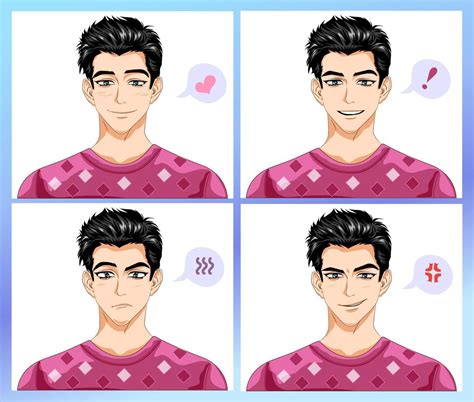 Different Emotions Of A Young Man 20459128 Vector Art At Vecteezy