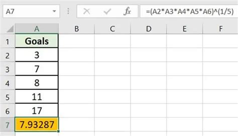 Geometric Mean Formula Example