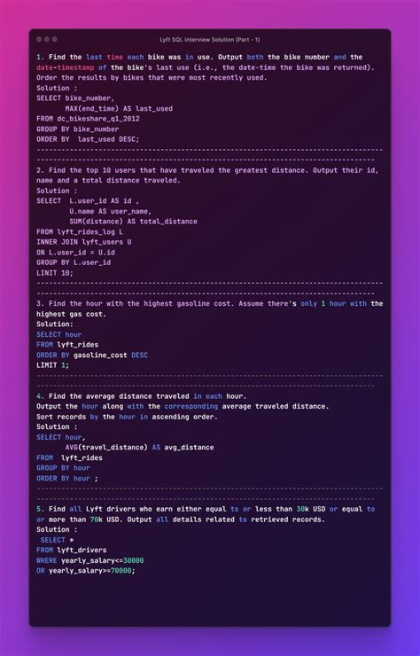 mausumi meher linkedin‘de sql interview lyft dataanalysis dataanalytics datascience…