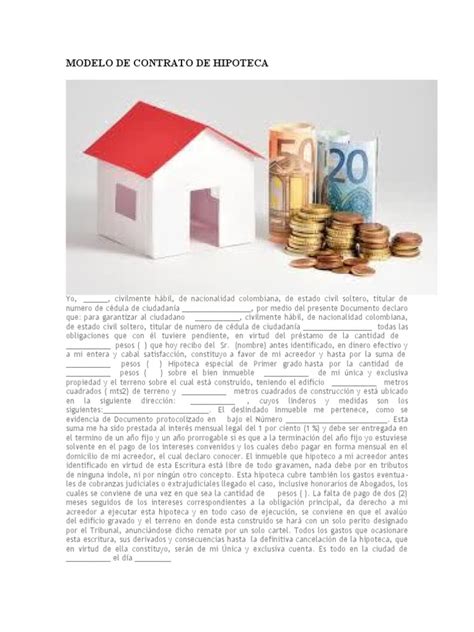 Modelo De Contrato De Hipoteca Pdf Ley Común Derecho Privado