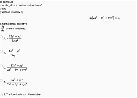 solved 1 point let z z r y be a continuous function of