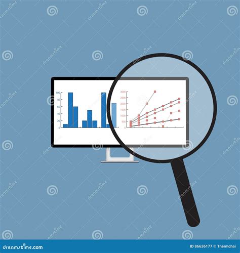 Business Analytic Graph Report On Monitor Eps10 Stock Illustration