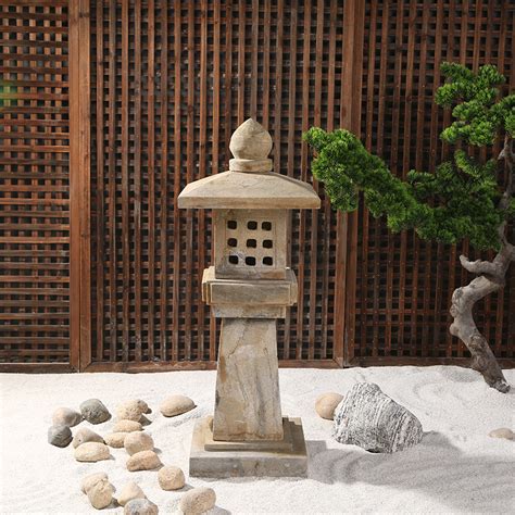 石灯笼日式庭院灯仿古太阳能石灯户外酒店景观花园草坪灯石雕摆件虎窝淘