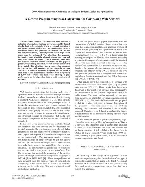 Pdf A Genetic Programming Based Algorithm For Composing Web Services