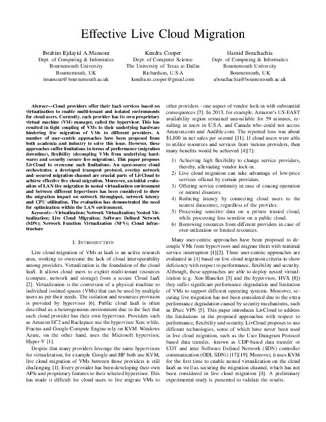 Pdf Effective Live Cloud Migration