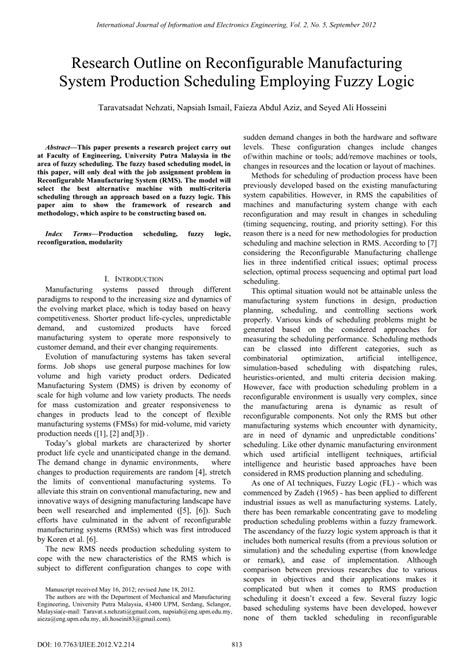 Pdf Research Outline On Reconfigurable Manufacturing System Production Scheduling Employing
