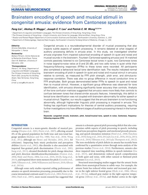 Pdf Brainstem Encoding Of Speech And Musical Stimuli In Congenital Amusia Evidence From