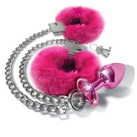 Nixie Metal Butt Plug And Furry Handcuff Set Extreme Toyz