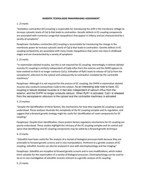 Paraphrasing Assignment Harerta Tesfaslassie Paraphrasing Assignment