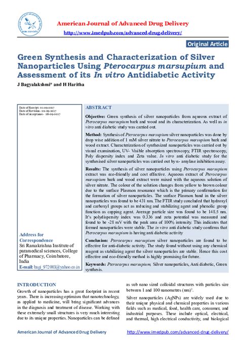 Pdf Green Synthesis And Characterization Of Silver Nanoparticles Using Fresh Leaf Extract Of