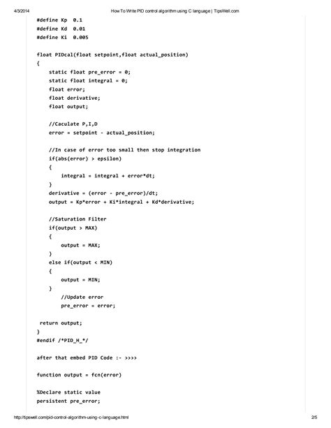SOLUTION How To Write Pid Control Algorithm Using C Laguage Studypool