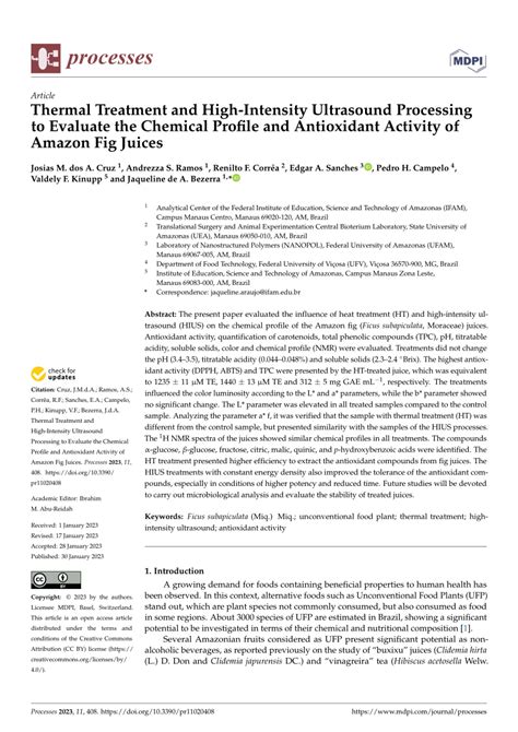 Pdf Thermal Treatment And High Intensity Ultrasound Processing To