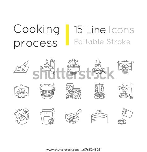 조리 프로세스 픽셀의 완벽한 선형 아이콘 스톡 벡터로열티 프리 1676524525