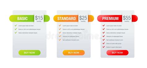Tariff Comparsion Tables Web Ui Template Stock Vector Illustration Of Compare Cost 195777008