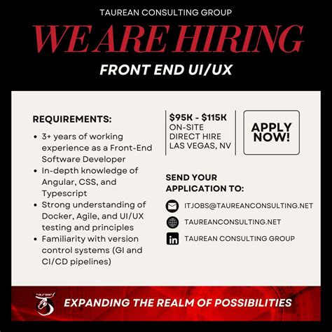 Taurean Consulting Group Inc On Linkedin Frontend Developer Uiux Angular Css Typescript