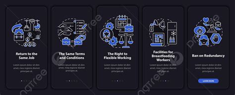 Mobile App Screen For Dark Onboarding Of Employee Rights During Return